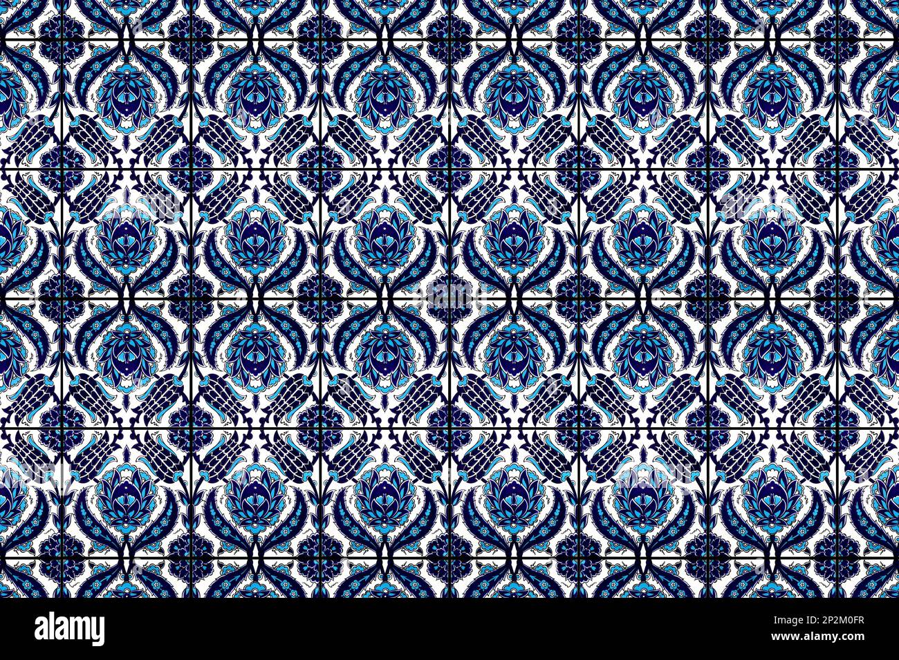 ottoman iznik tiles design, abstract geometric pattern, vector ...