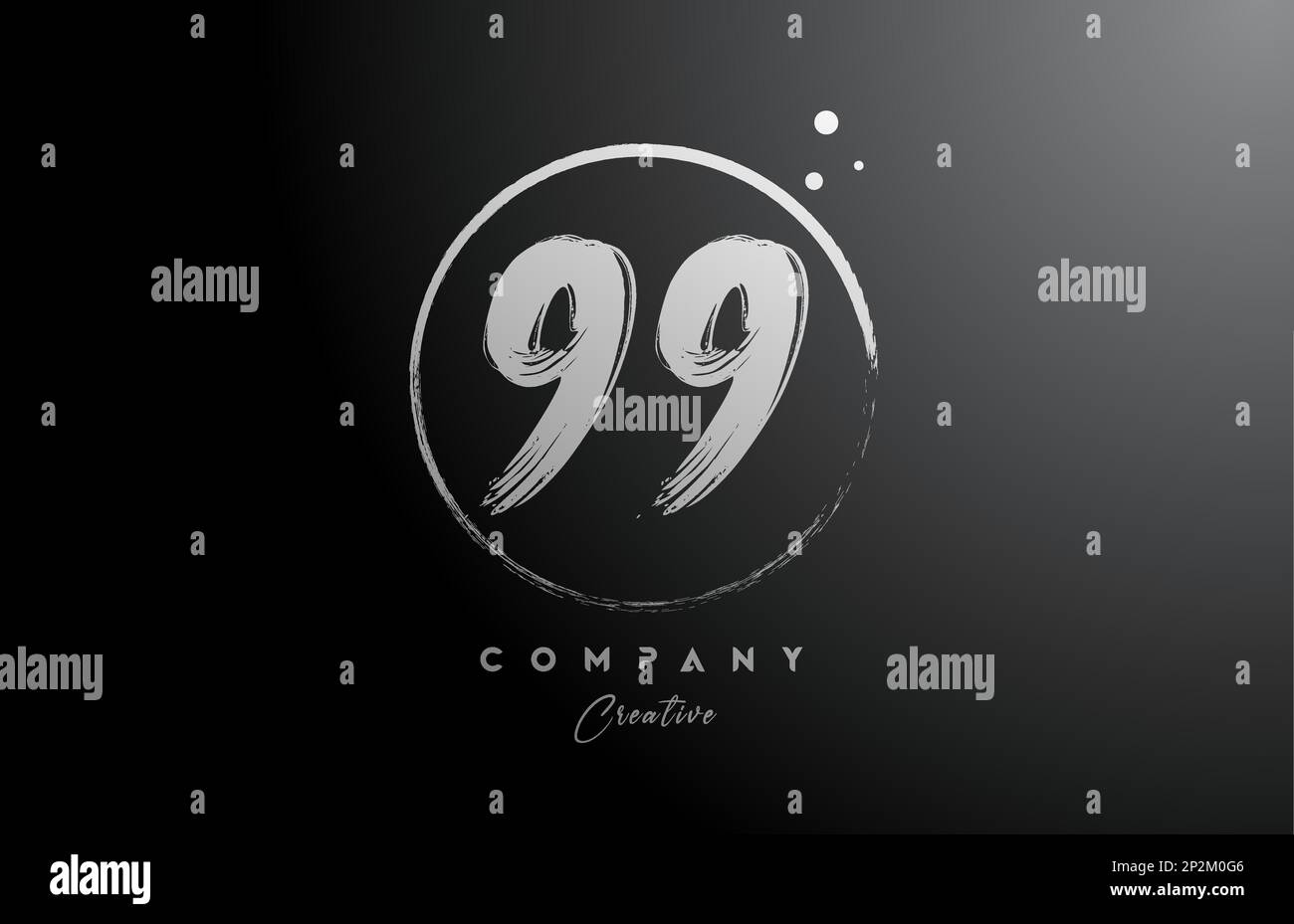 black white 99 number letter logo icon design with dots and circle ...
