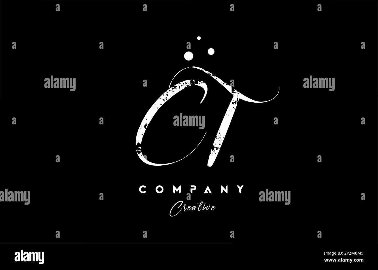 vintage CT alphabet letter logo icon combination design with dots ...