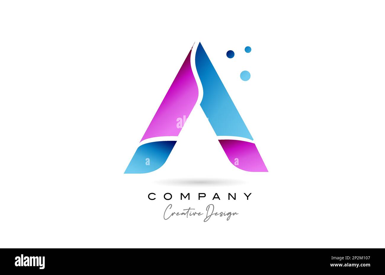 pink blue A alphabet letter logo icon design with gradient. Creative ...