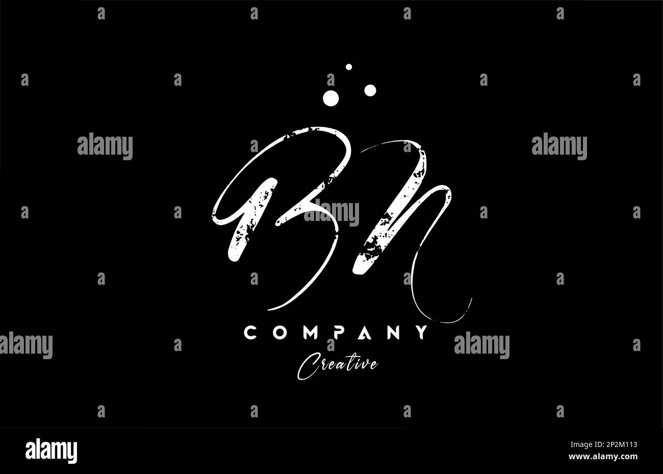 vintage BN alphabet letter logo icon combination design with dots ...