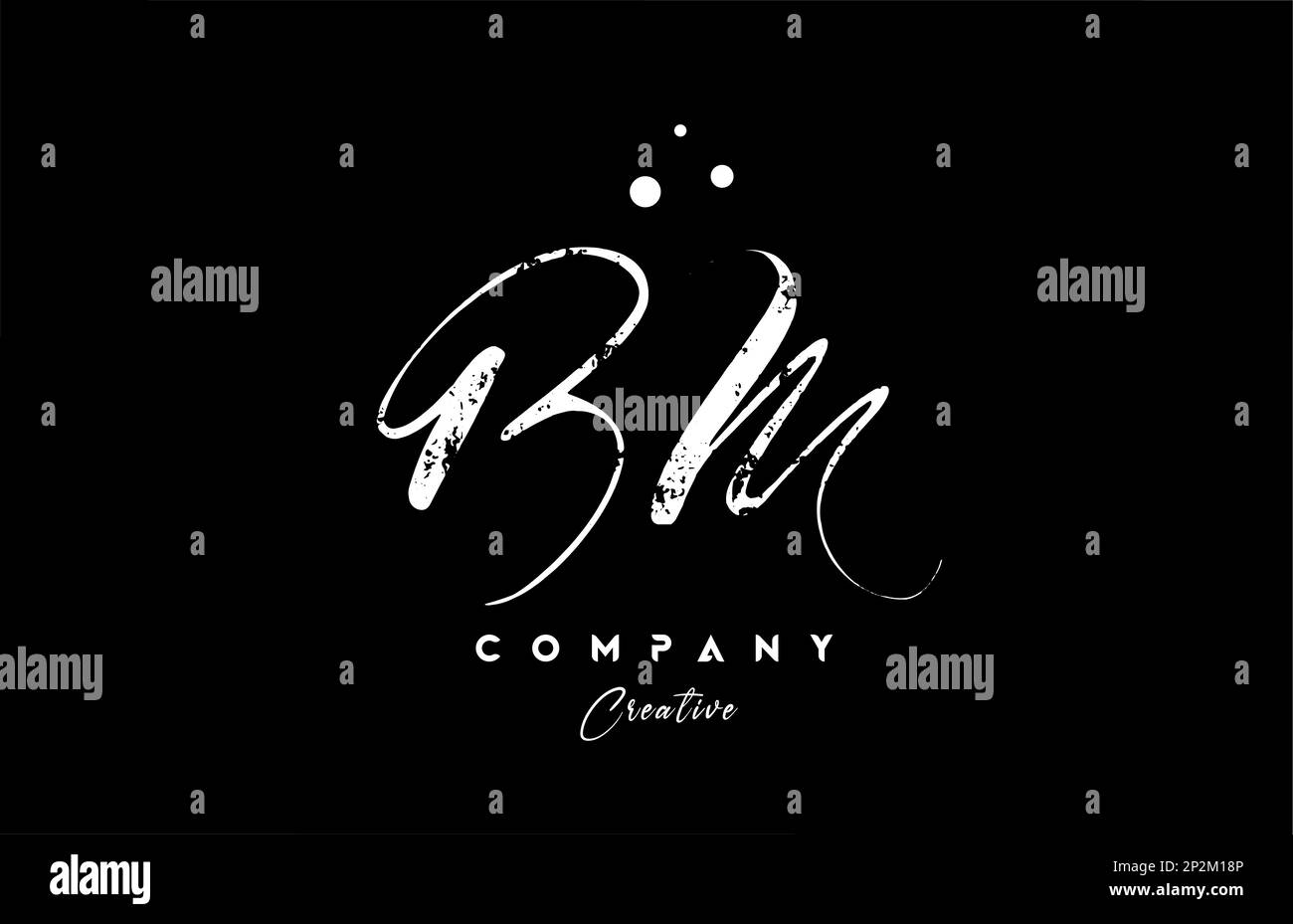 vintage BM alphabet letter logo icon combination design with dots. Creative hand written ...
