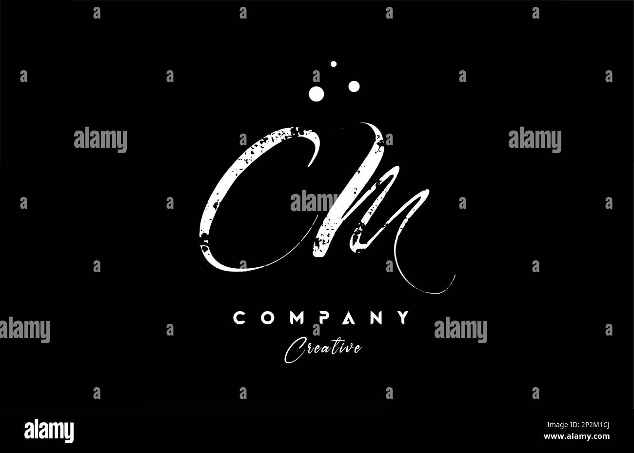 vintage CM alphabet letter logo icon combination design with dots ...