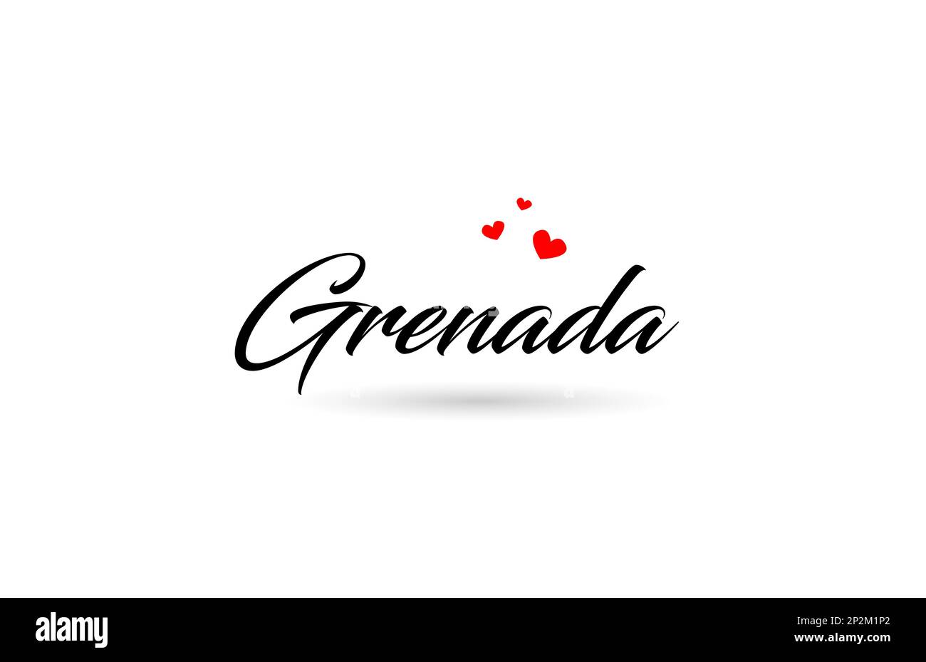 Grenada name country word with three red love heart. Creative ...