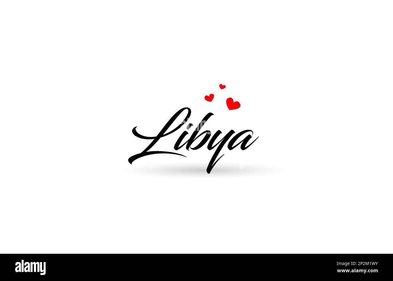 Libya name country word with three red love heart. Creative typography ...