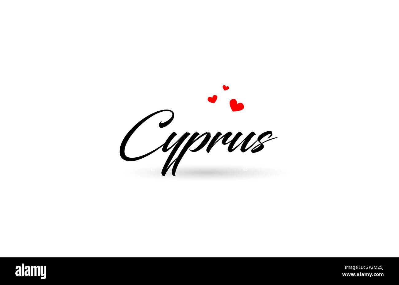 Cyprus name country word with three red love heart. Creative typography ...