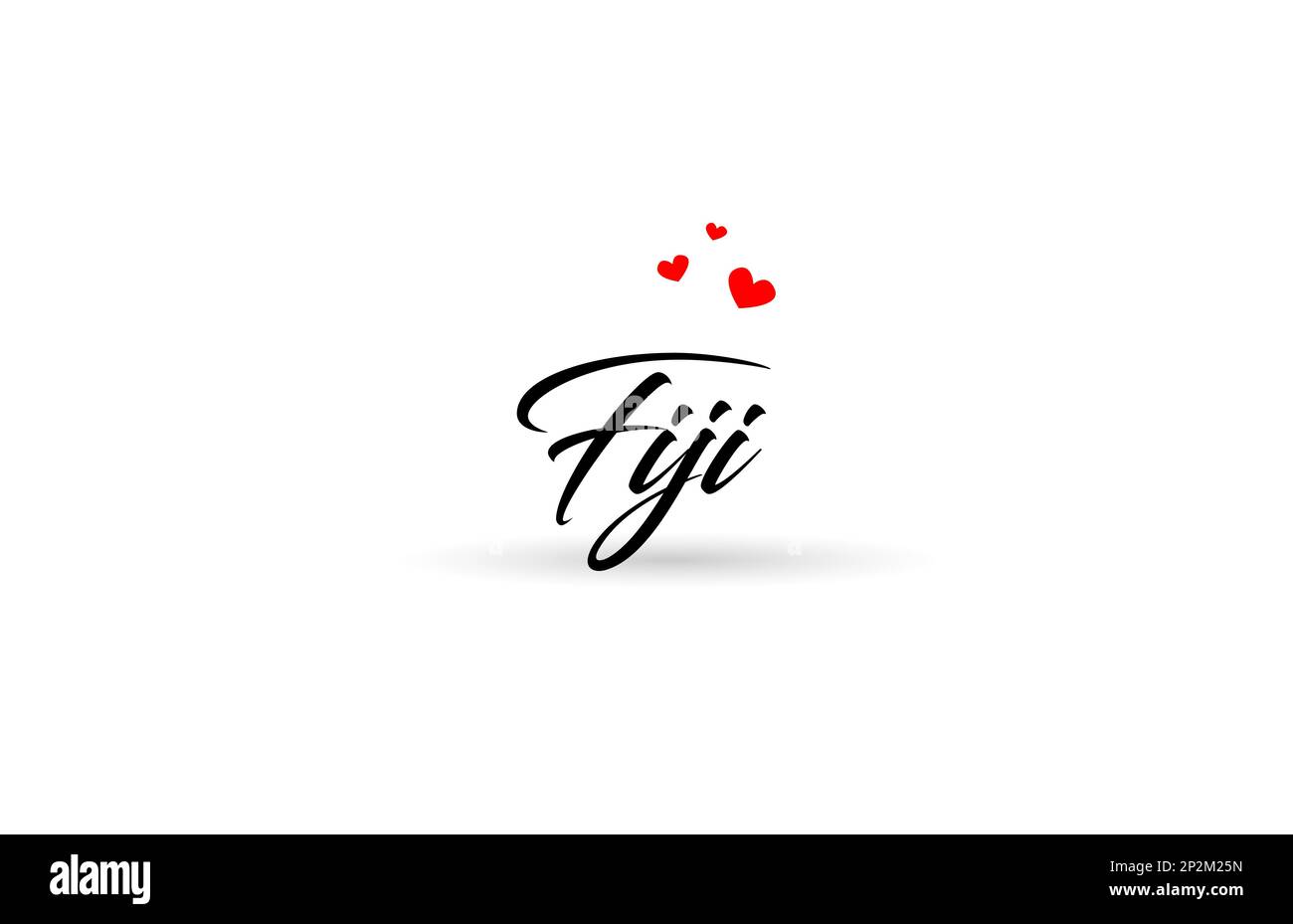 Fiji name country word with three red love heart. Creative typography ...