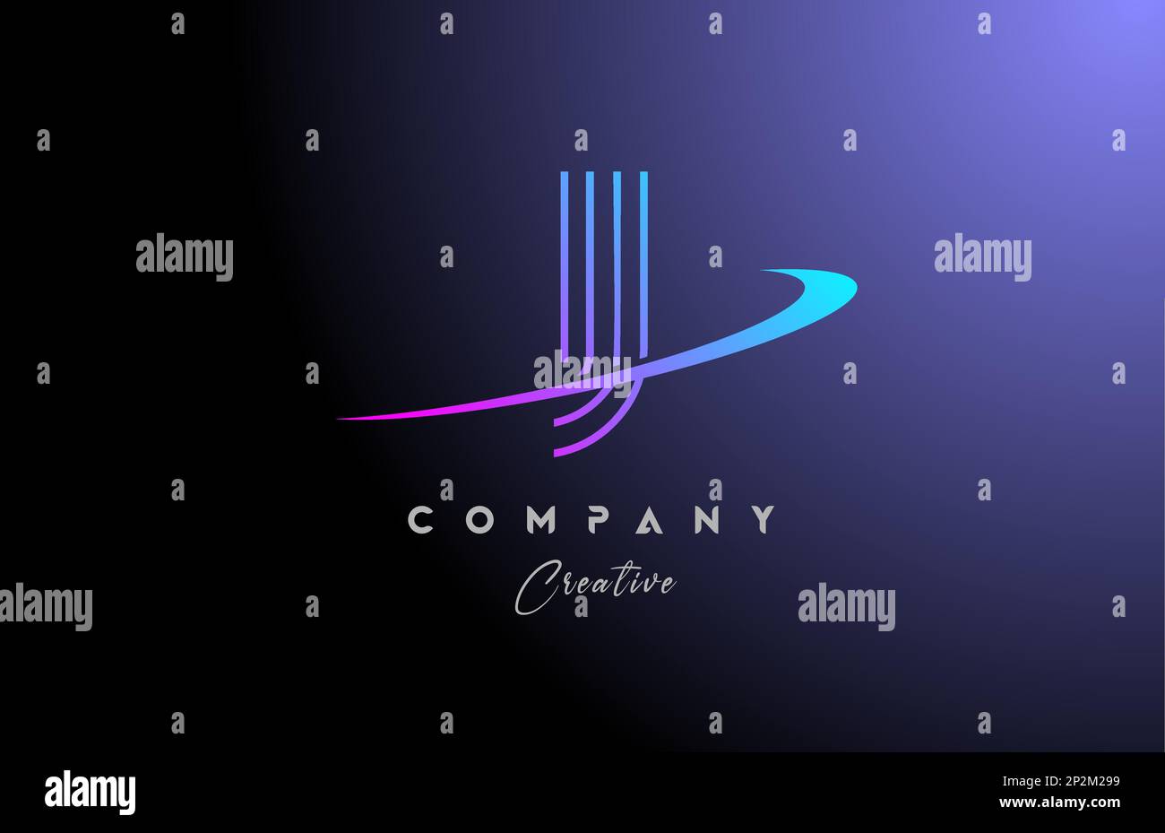 J pink blue alphabet letter logo icon design with swoosh. Line creative ...