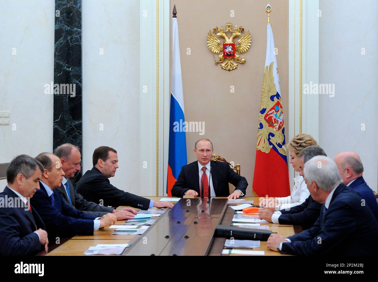 Russian President Vladimir Putin, centre, chairs a Security Council ...