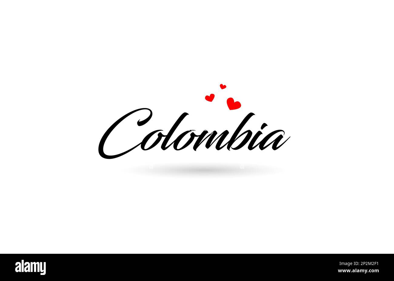 Colombia name country word with three red love heart. Creative ...