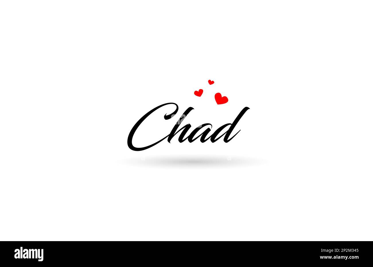 Chad name country word with three red love heart. Creative typography ...