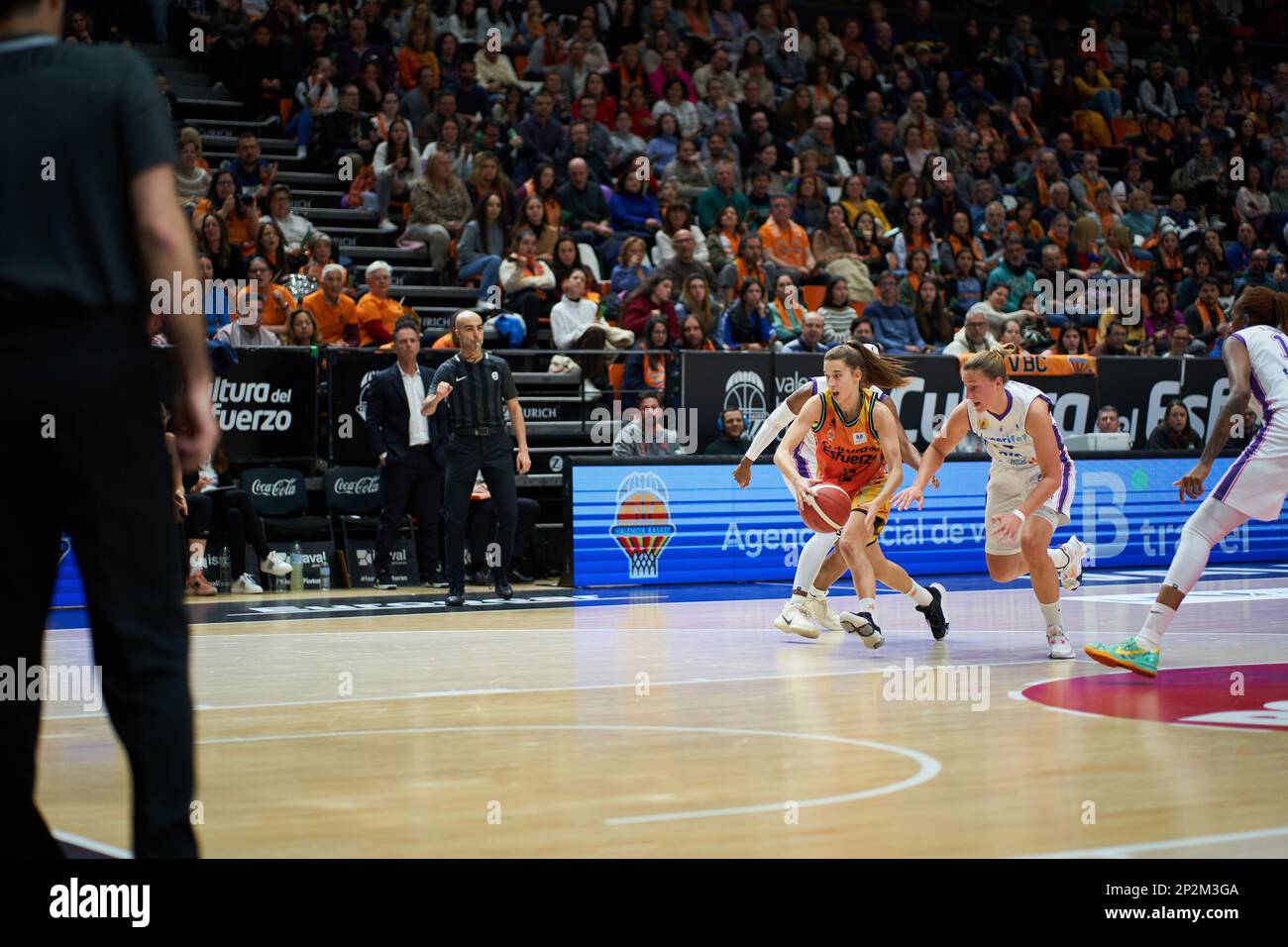 Aisha Sheppard of CDB Clarinos Tenerife (L), Laia Lamana of Valencia ...