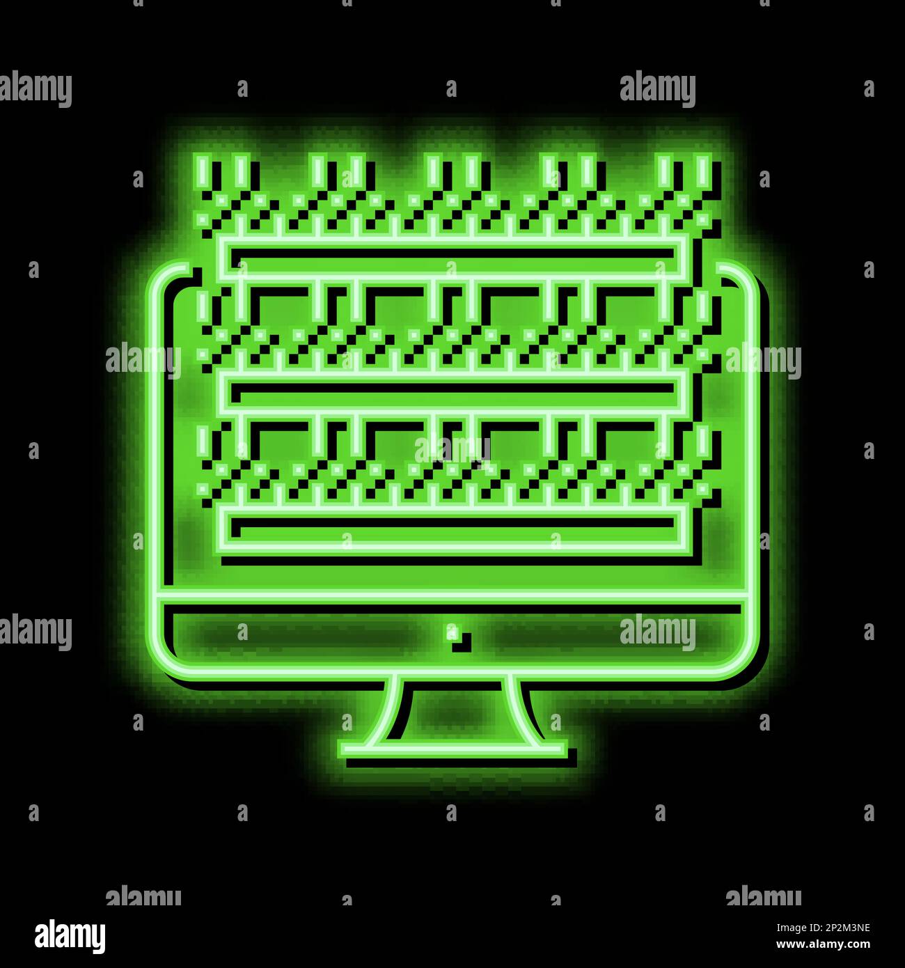 testing computer screen semiconductor manufacturing neon glow icon ...