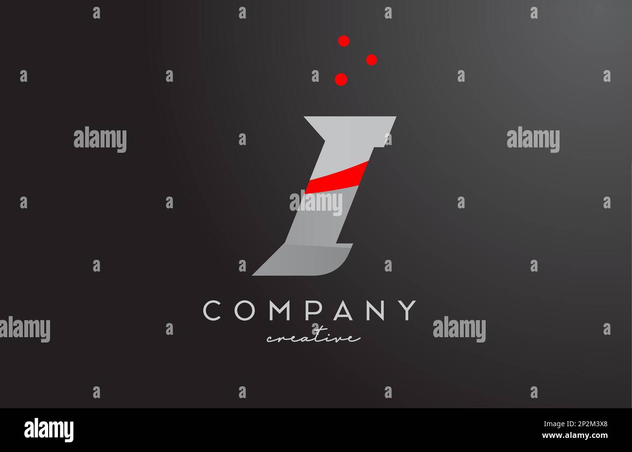 grey red dots I alphabet bold letter logo. Creative template design for ...