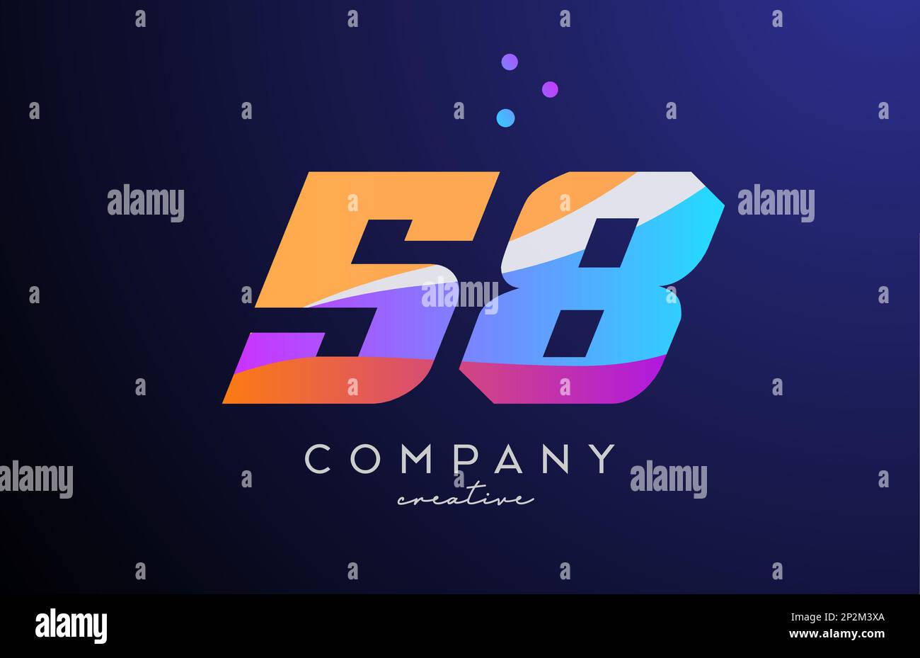 colored number 58 logo icon with dots. Yellow blue pink template design ...