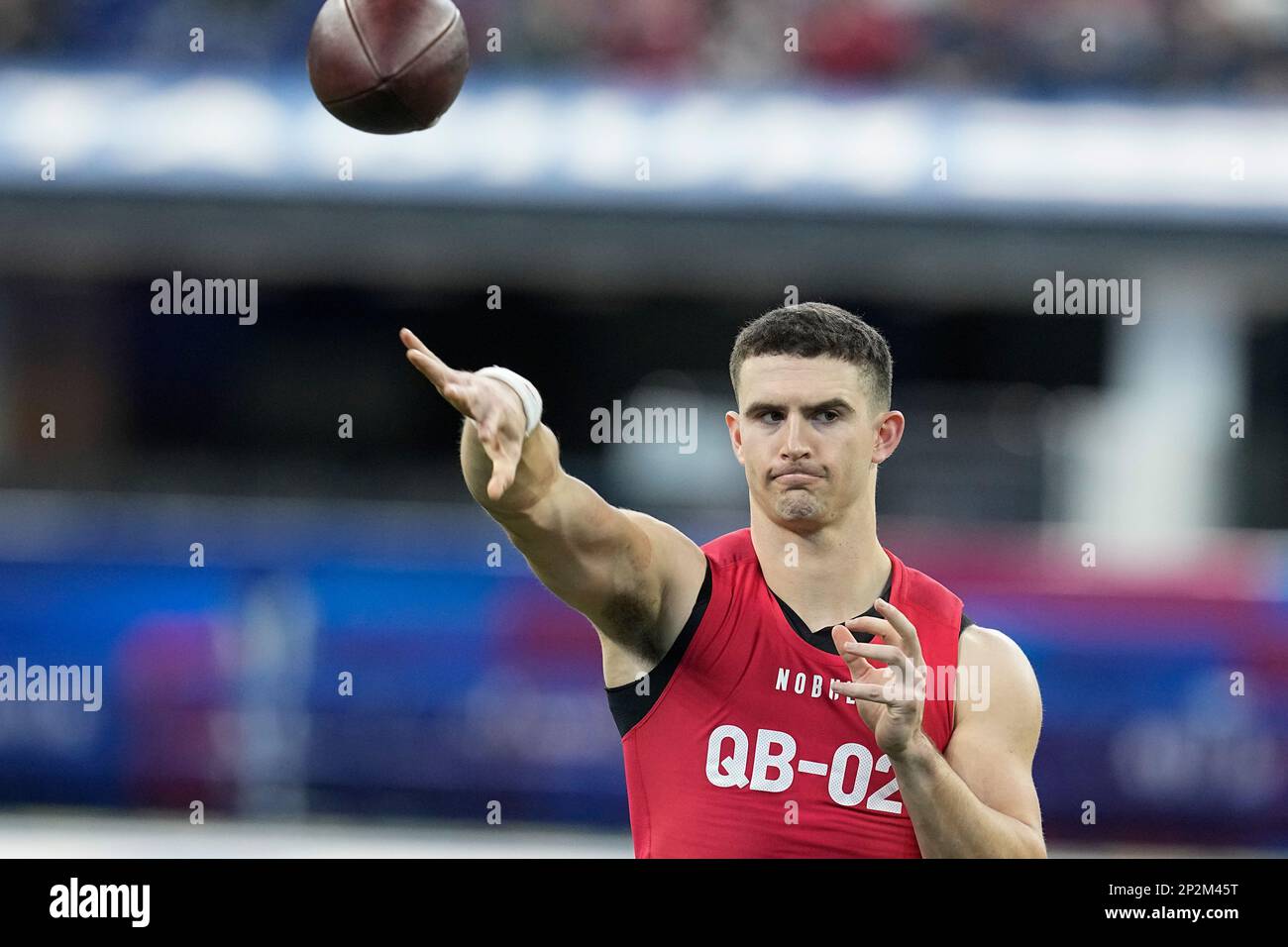 Georgia quarterback Stetson Bennett runs a drill at the NFL football ...