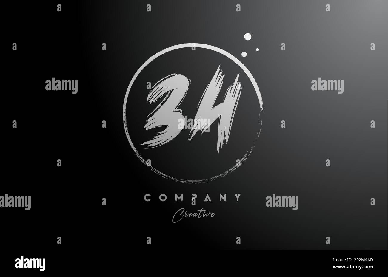 black white 34 number letter logo icon design with dots and circle ...