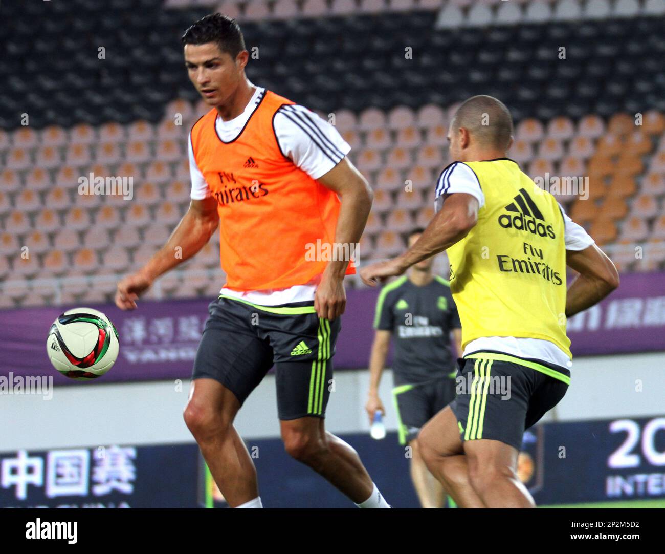 Cristiano Ronaldo of Real Madrid, left, and teammates take part in a ...