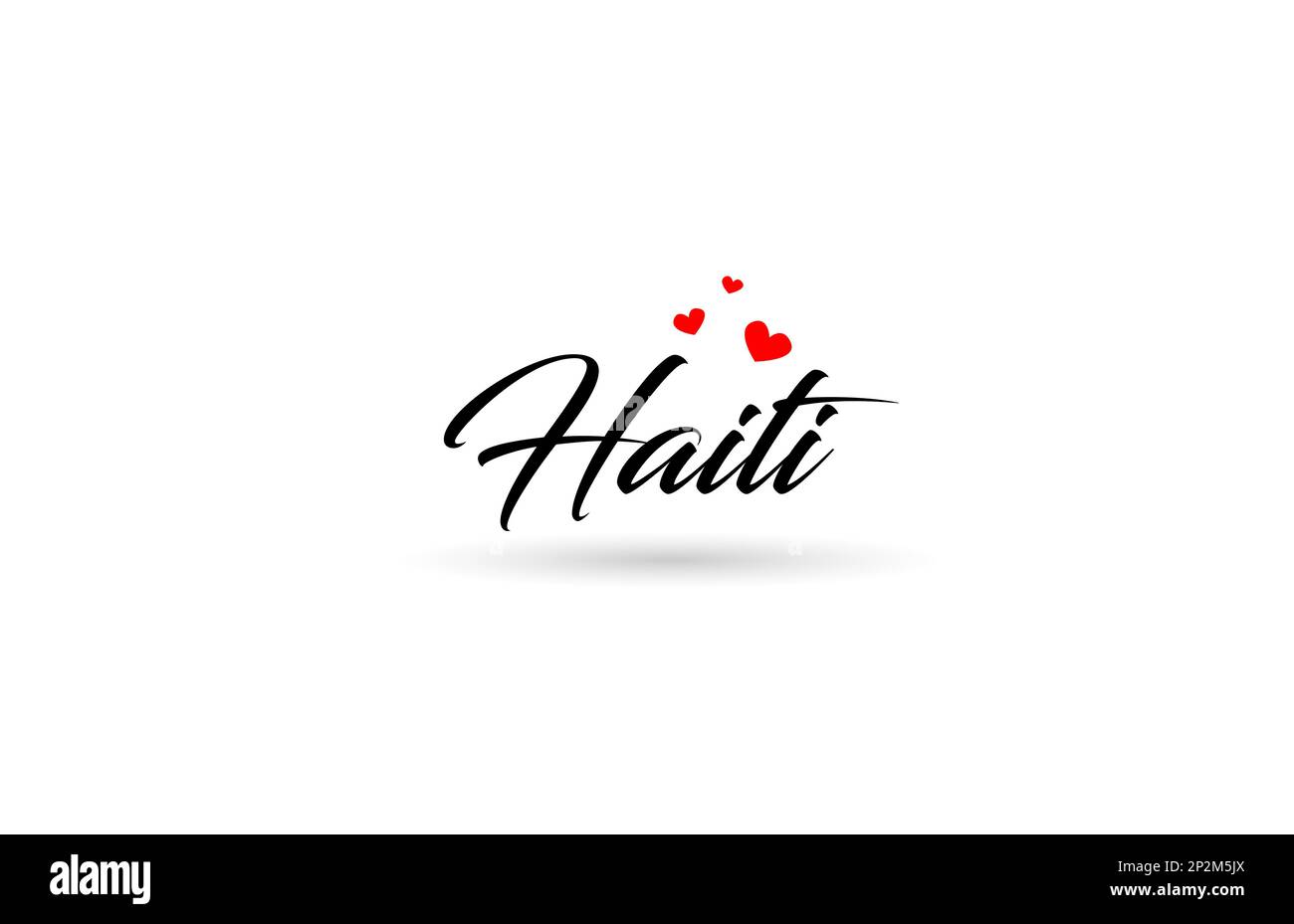 Haiti name country word with three red love heart. Creative typography ...