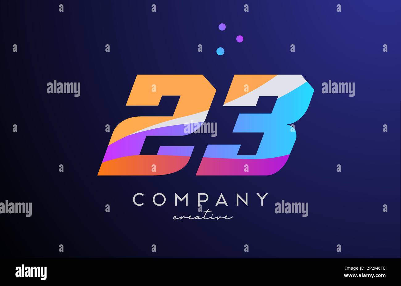 colored number 23 logo icon with dots. Yellow blue pink template design ...