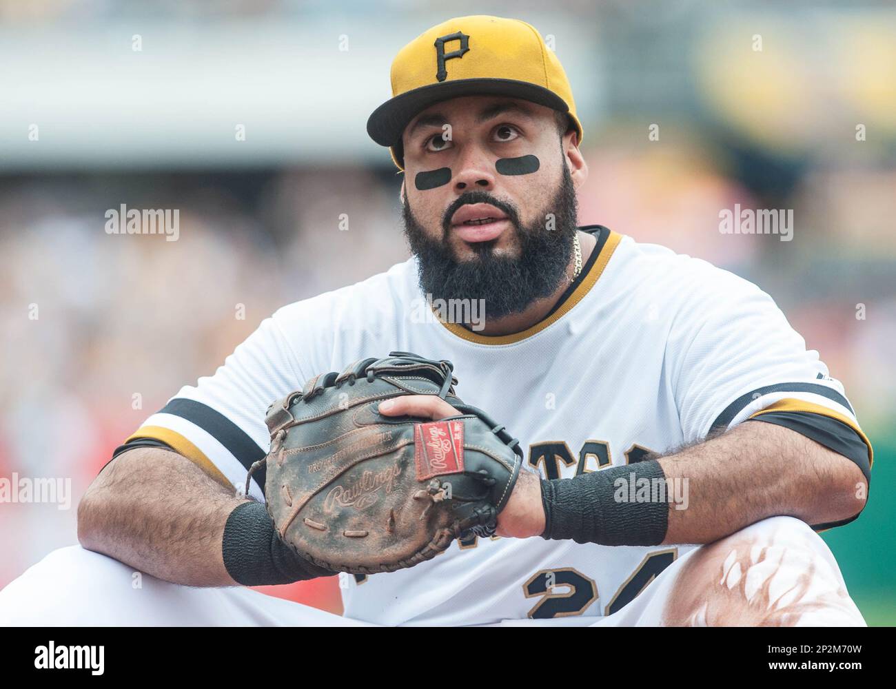 July 26 2015: Pittsburgh Pirates first baseman Pedro Alvarez (24) sits ...
