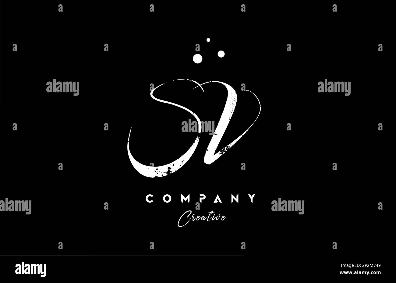 vintage SV alphabet letter logo icon combination design with dots ...