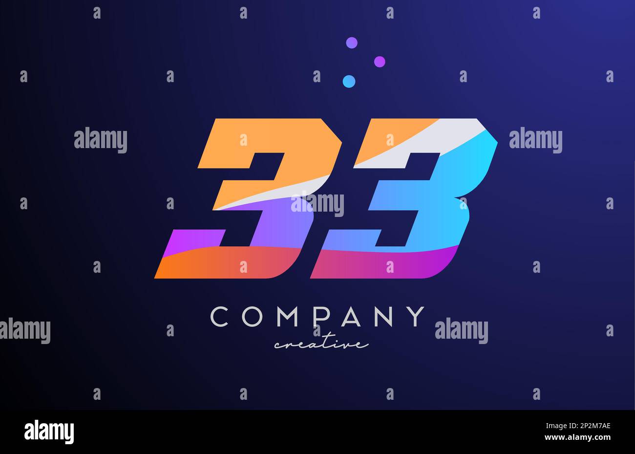colored number 33 logo icon with dots. Yellow blue pink template design ...
