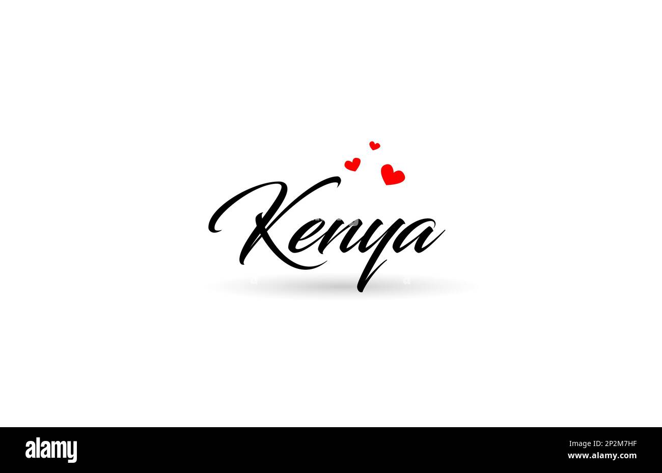 Kenya name country word with three red love heart. Creative typography ...