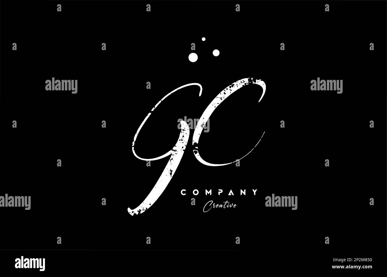 vintage GC alphabet letter logo icon combination design with dots ...