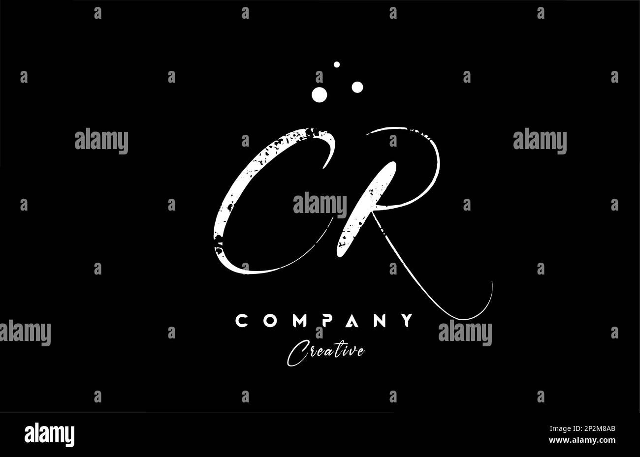 vintage CR alphabet letter logo icon combination design with dots ...
