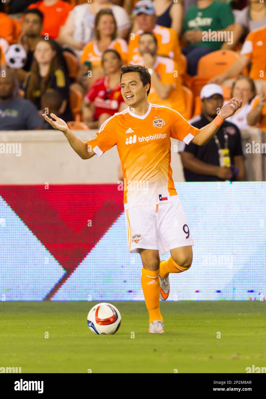 July 25, 2015: Houston Dynamo forward Erick Torres goes off sides ...