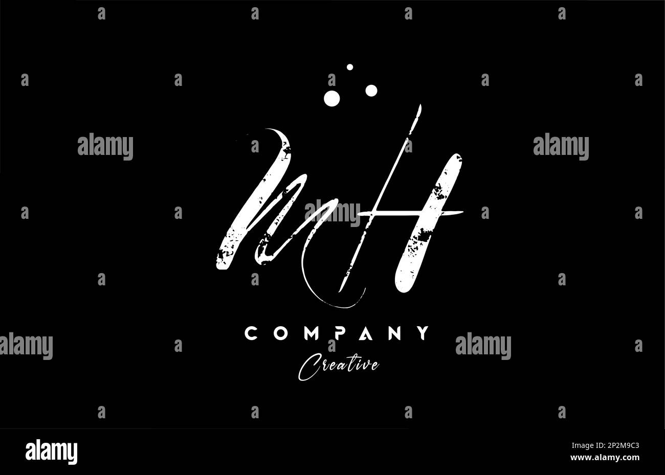 vintage MH alphabet letter logo icon combination design with dots ...