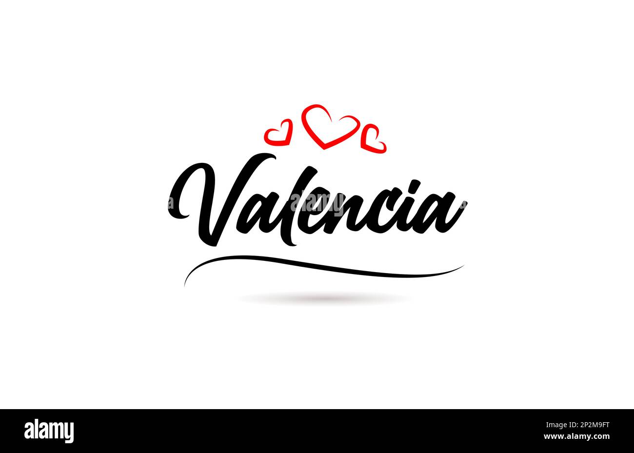 Valencia european city typography text word with love style. Hand ...