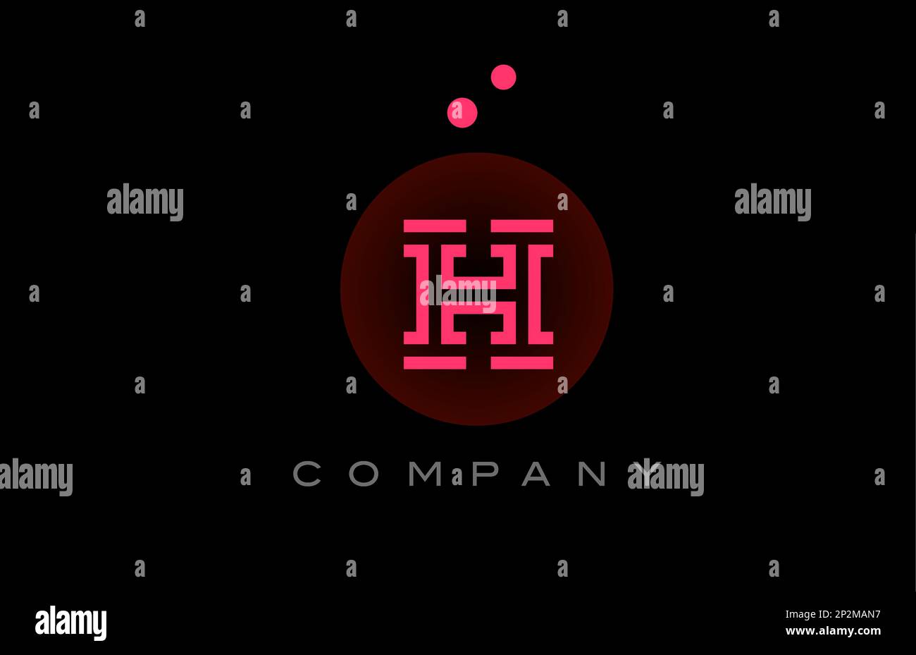 black pink H alphabet letter logo icon with dots and circle. Template ...