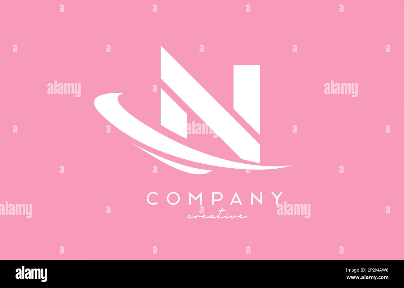 pink white N alphabet letter logo icon with swoosh. Creative template design for company and ...
