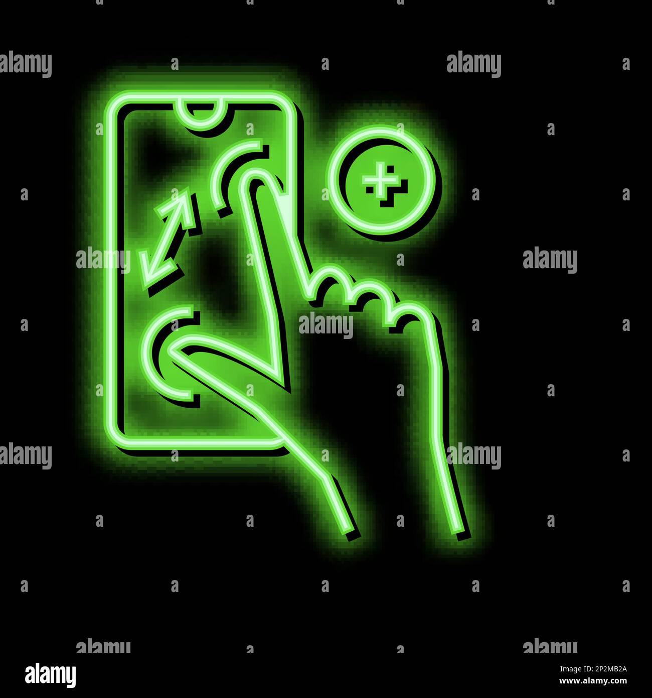 zoom out gesture phone screen neon glow icon illustration Stock Vector ...