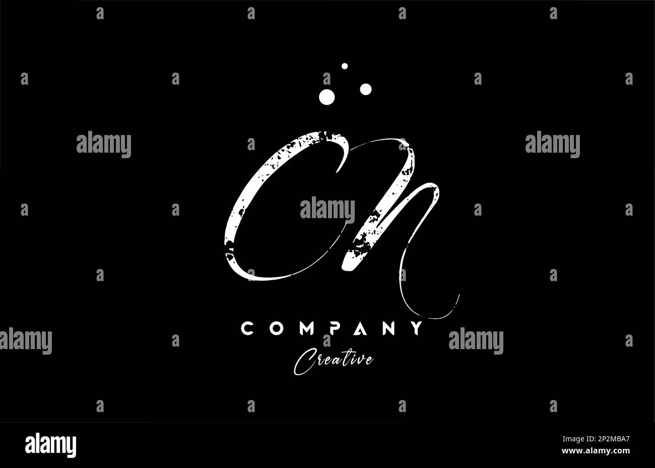 vintage CN alphabet letter logo icon combination design with dots ...