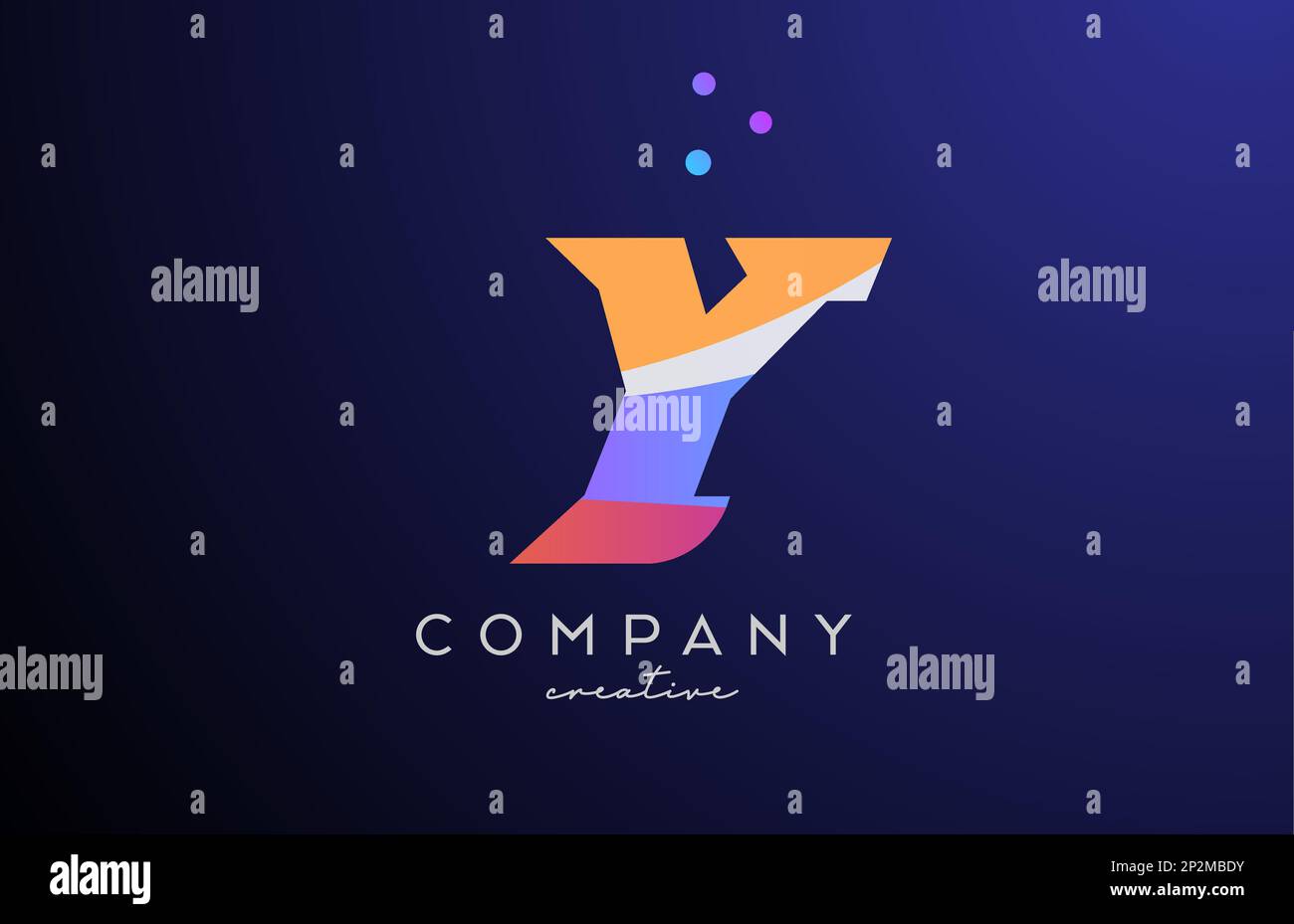 colored Y alphabet letter logo icon with dots. Orange pink blue ...