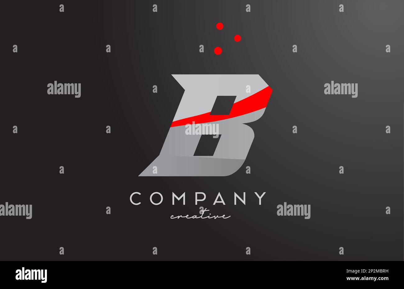 grey red dots B alphabet bold letter logo. Creative template design for ...