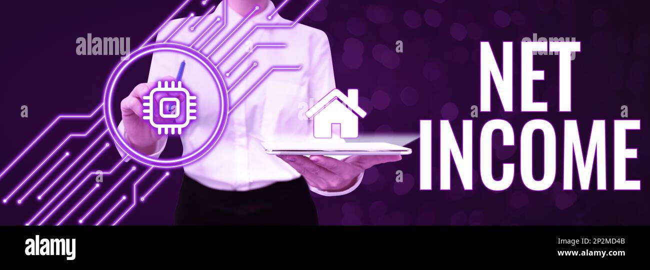Text sign showing Net Income. Concept meaning the gross income ...