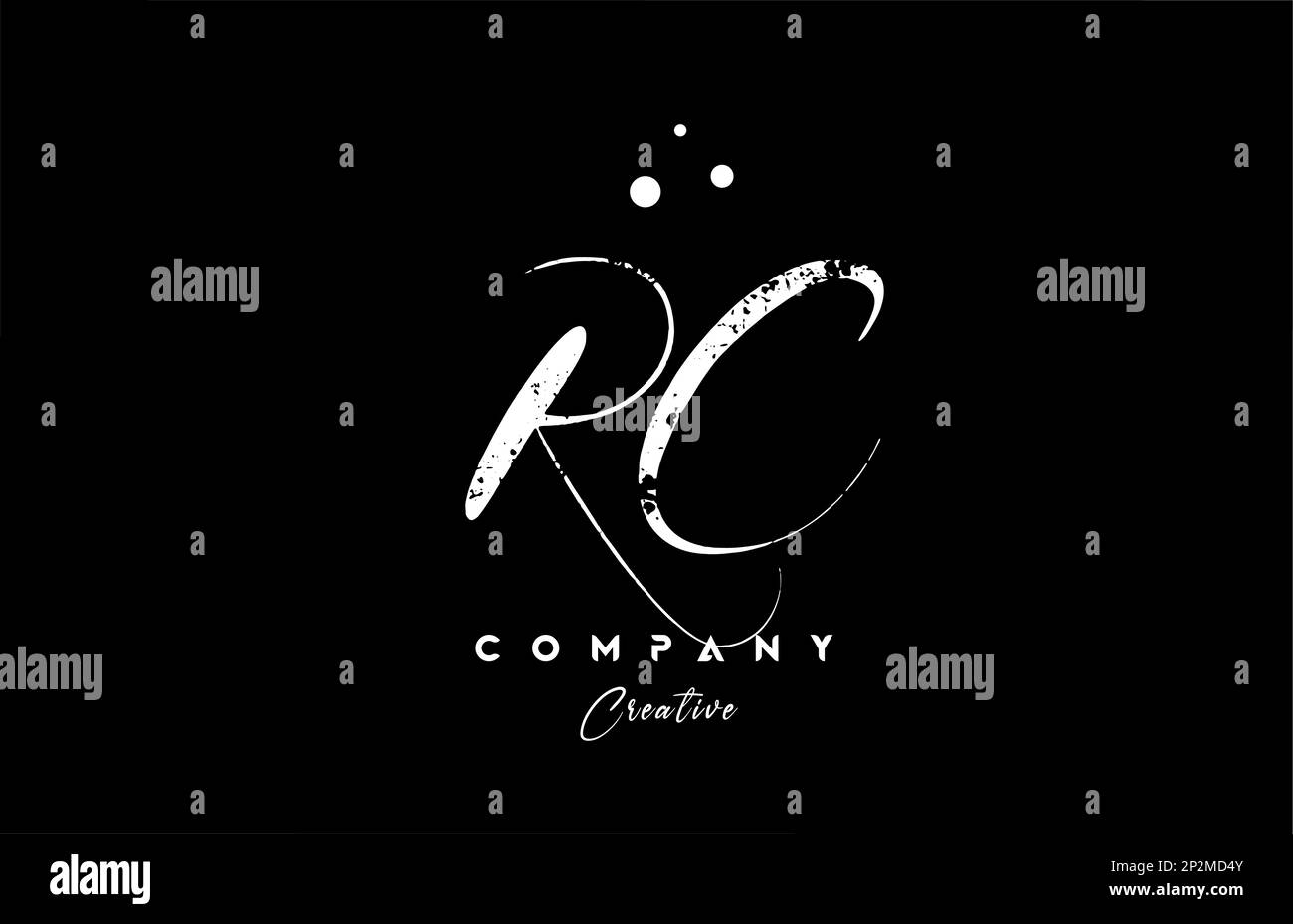 vintage RC alphabet letter logo icon combination design with dots ...