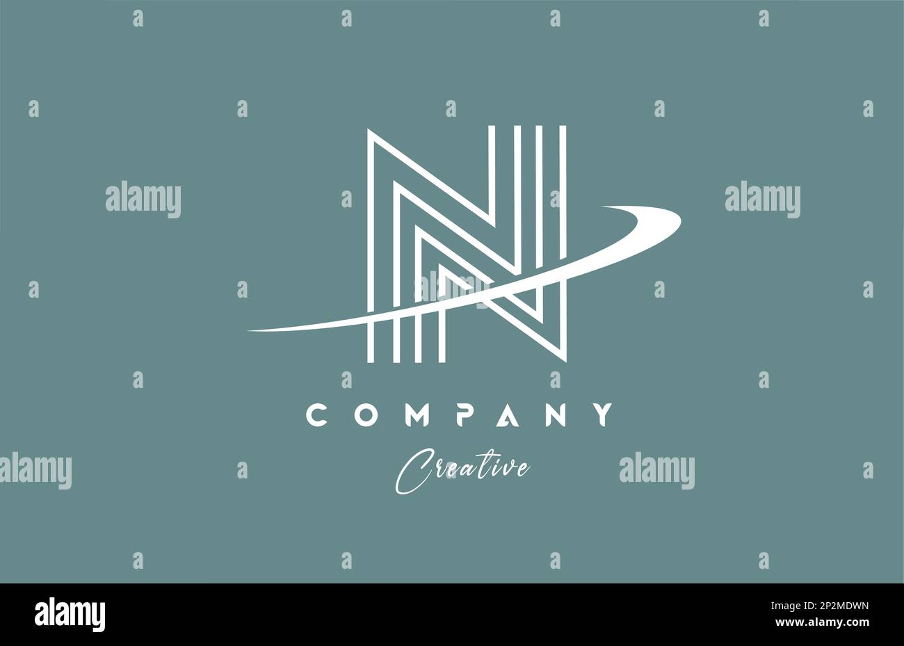 pastel color N alphabet letter logo icon design with swoosh. Green creative template for ...