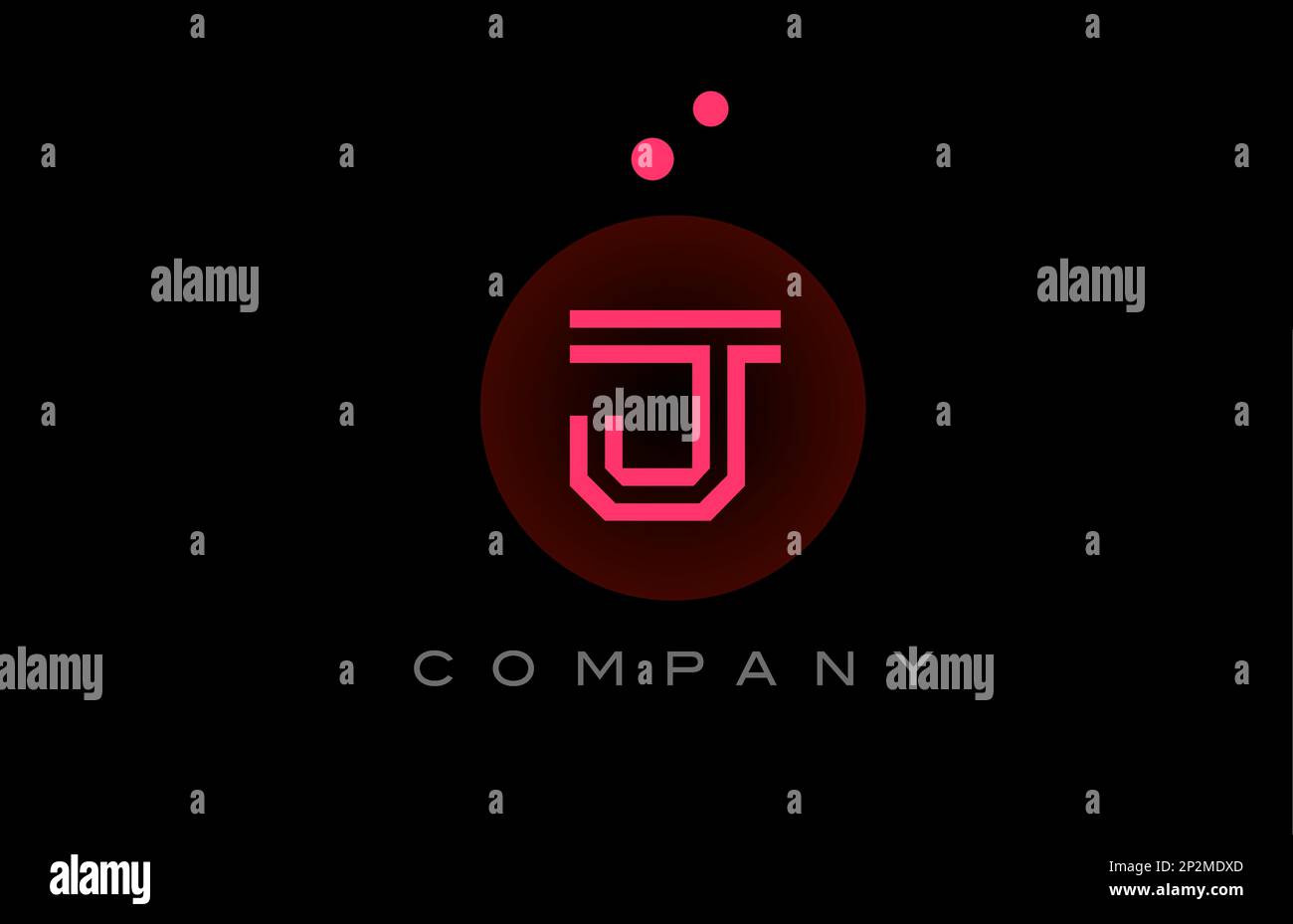 black pink J alphabet letter logo icon with dots and circle. Template ...