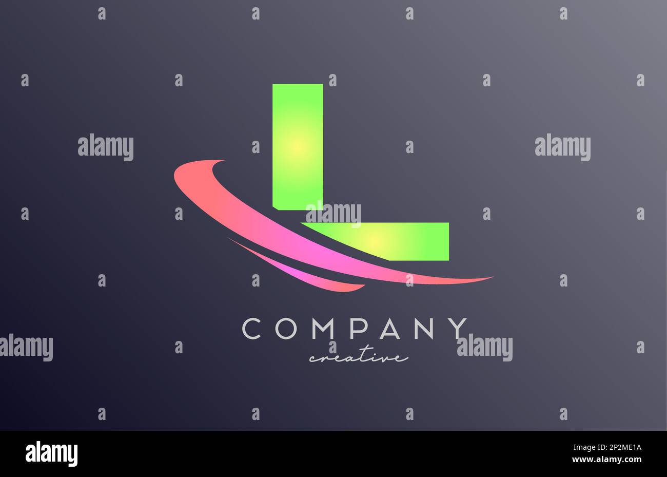 green pink L alphabet letter logo icon with swoosh. Creative template ...