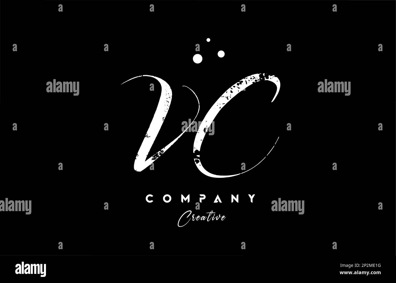 vintage VC alphabet letter logo icon combination design with dots ...
