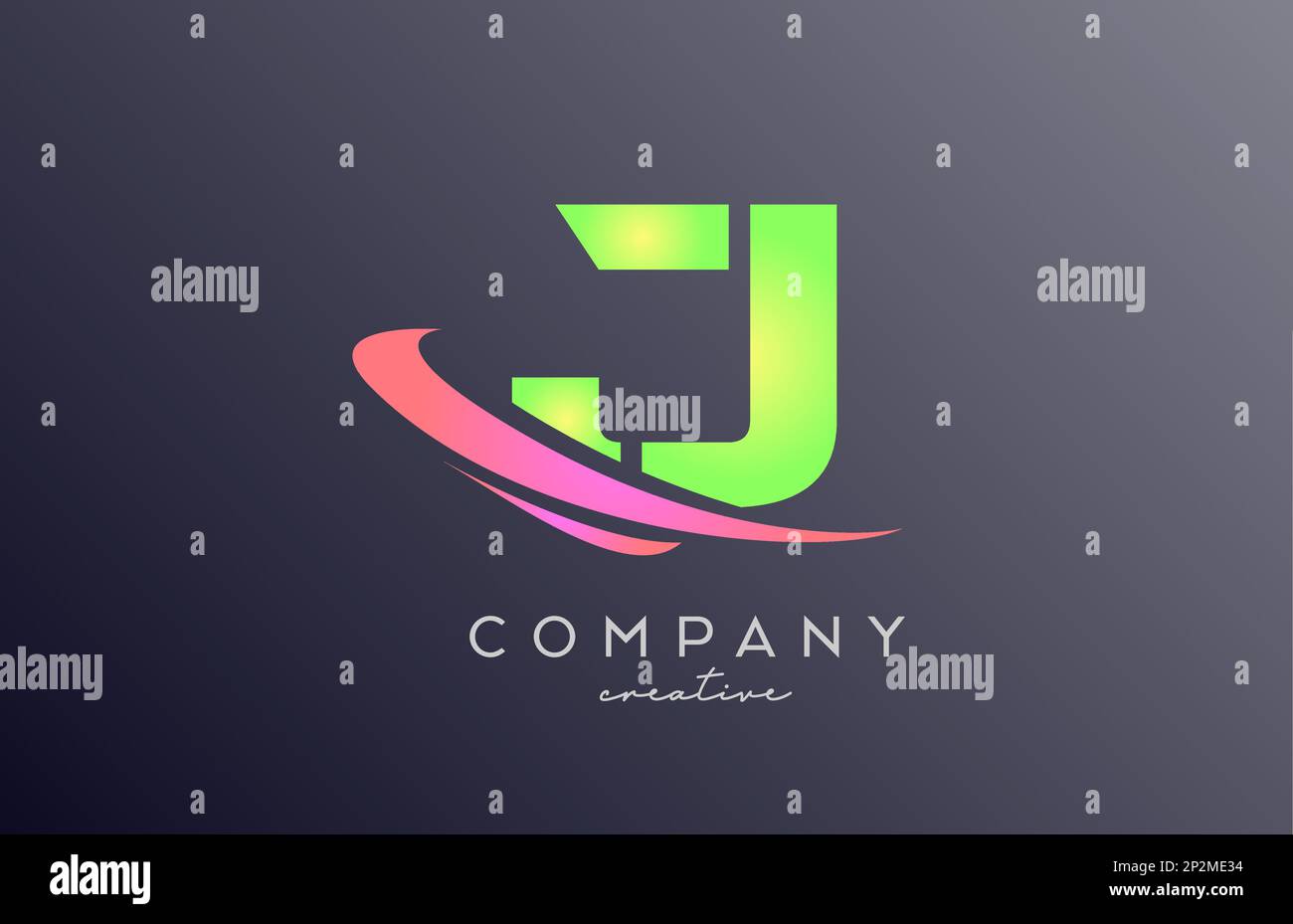 green pink J alphabet letter logo icon with swoosh. Creative template ...