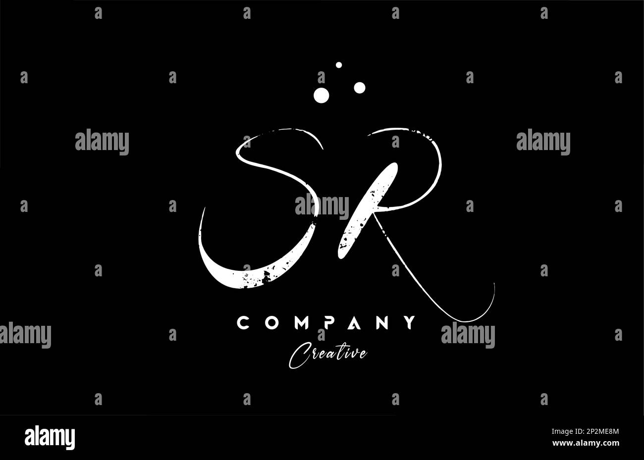 vintage SR alphabet letter logo icon combination design with dots ...