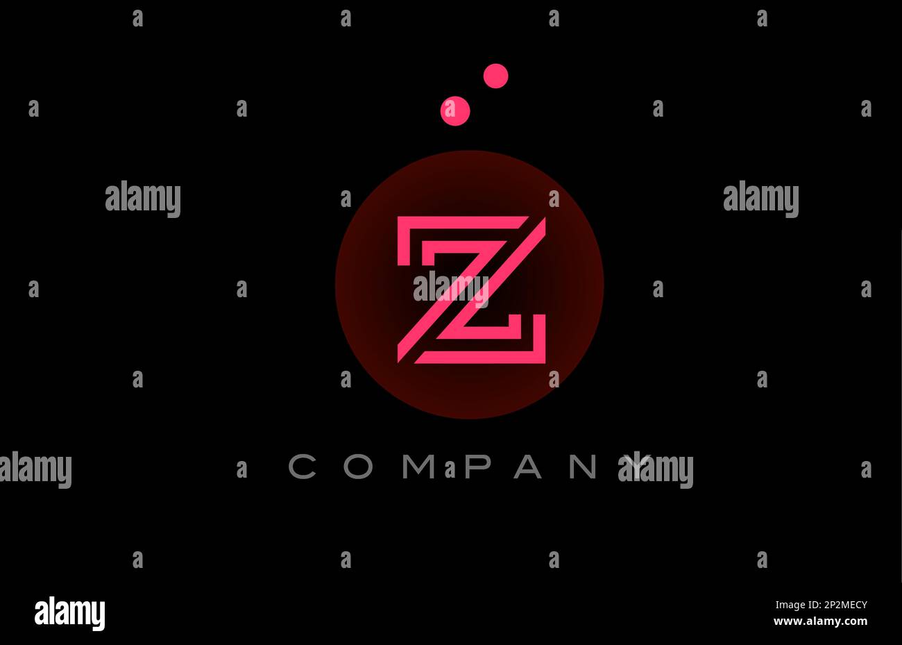 black pink Z alphabet letter logo icon with dots and circle. Template ...