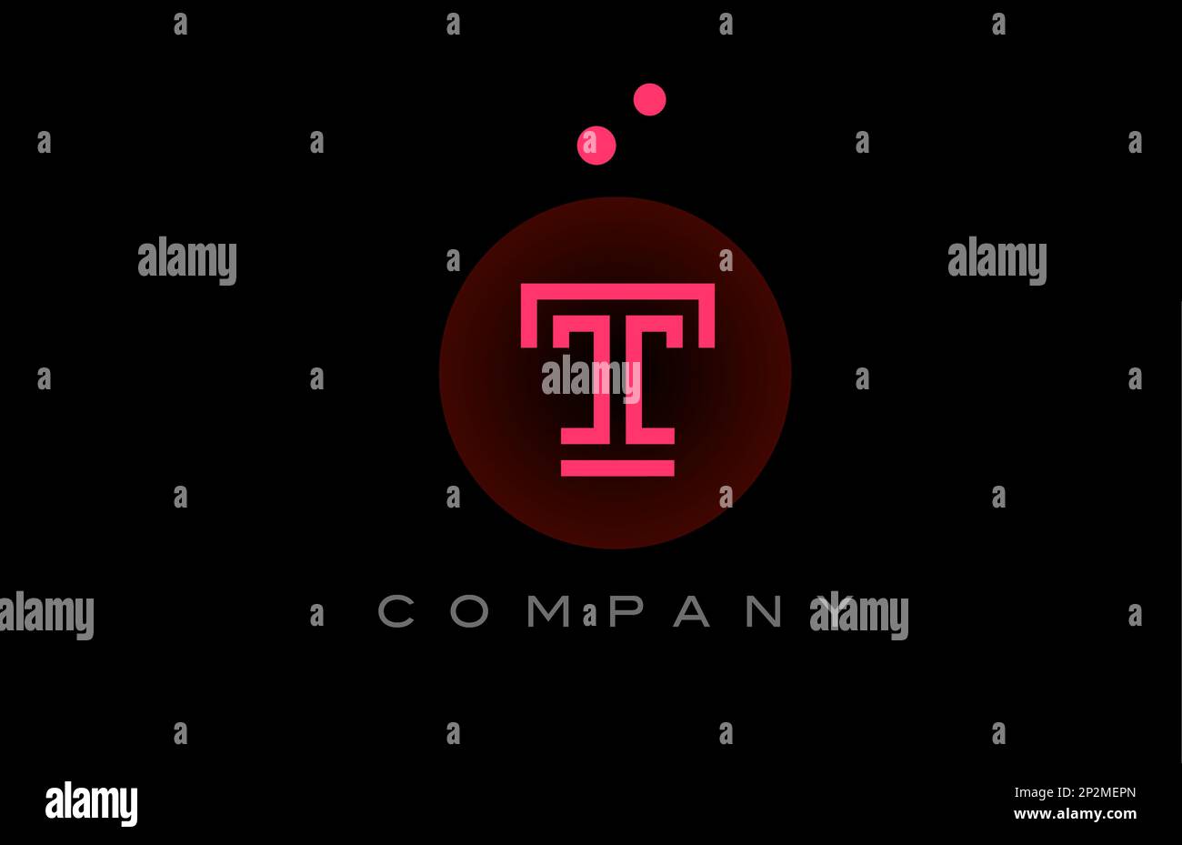 black pink T alphabet letter logo icon with dots and circle. Template ...