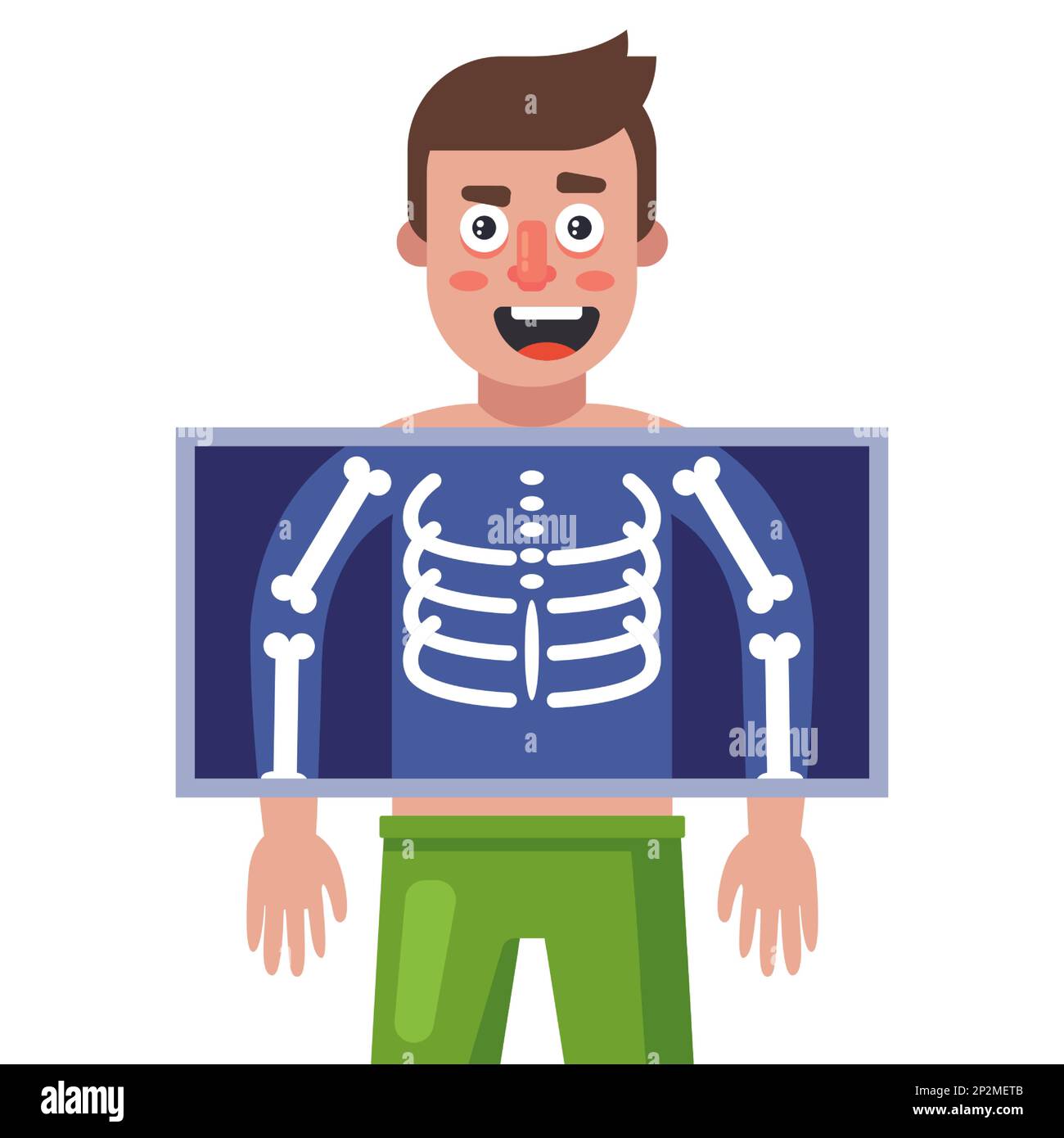 male chest x-ray. health check. picture of human internal bones. flat ...